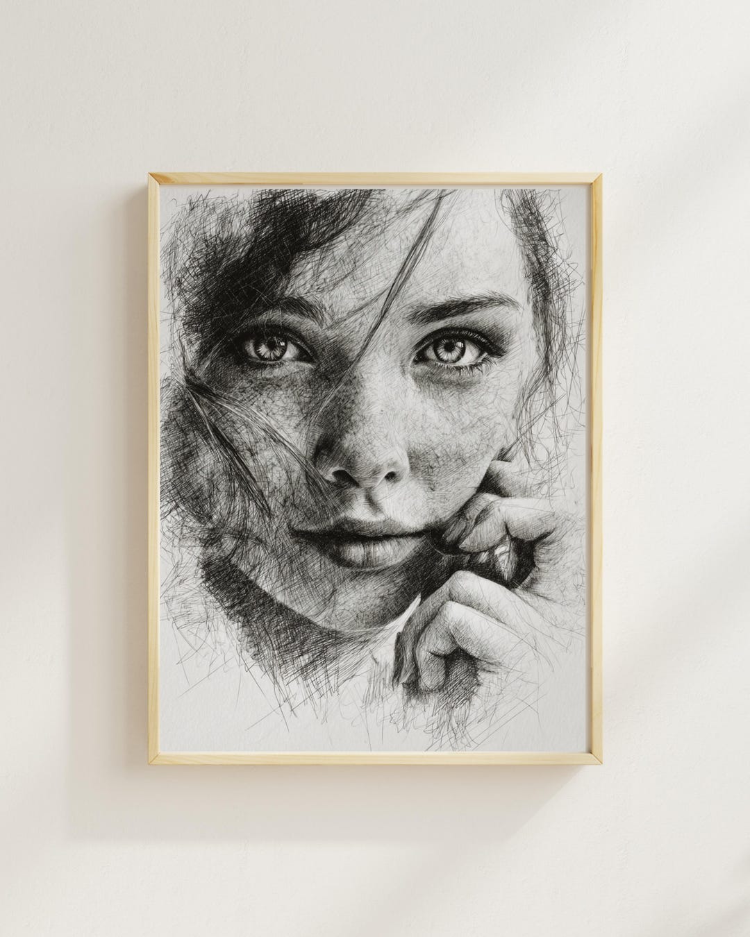 Expressive Woman Face Wall Art | Emotive Pencil Portrait | Realistic ...