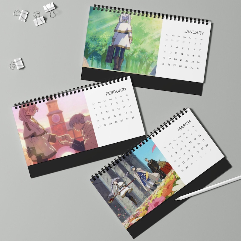 Frieren Anime Desktop Calendar 2026 | Monthly Grid - Etsy