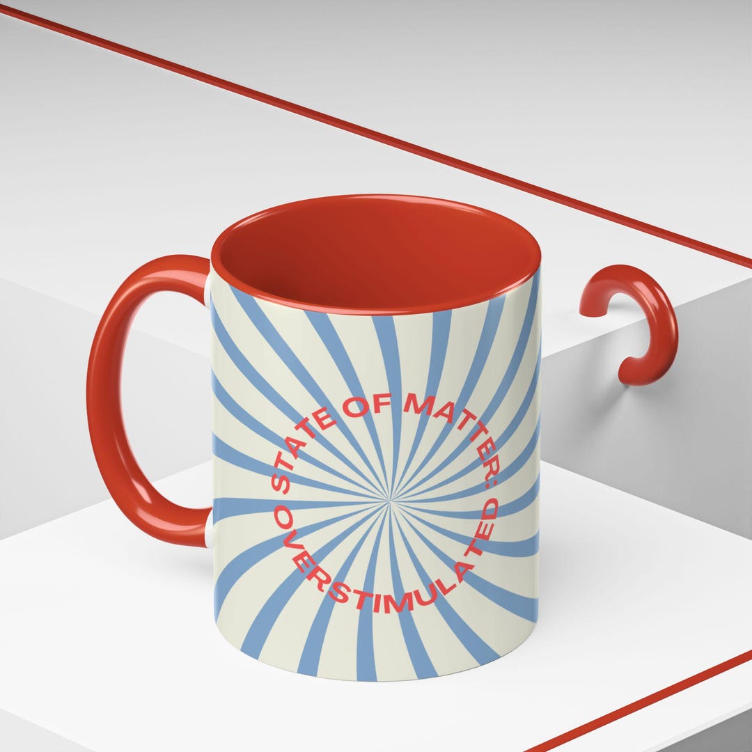 Overstimulated Spiral Sunburst Pattern Accent Coffee Mug | Retro Blue ...