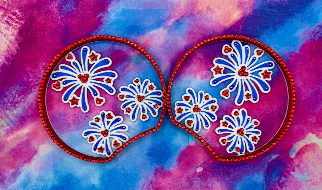 3d Printed Mickey Fireworks Ears With Rhinestones - Etsy