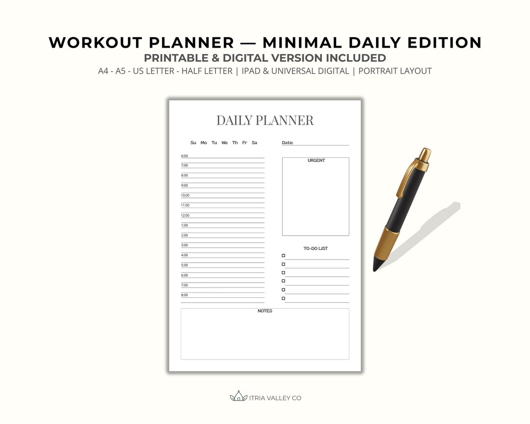 Minimal Daily Planner | Printable & Digital | Portrait - Etsy