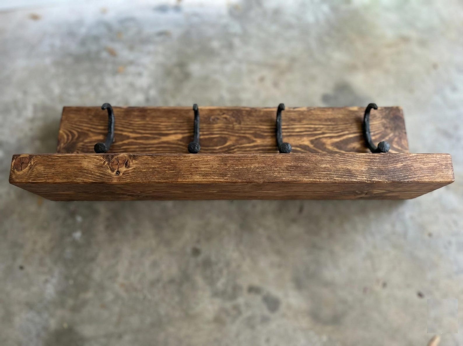 Reclaimed Wood Coat Rack With Shelf, Rustic Wall Mounted Iron Hooks ...