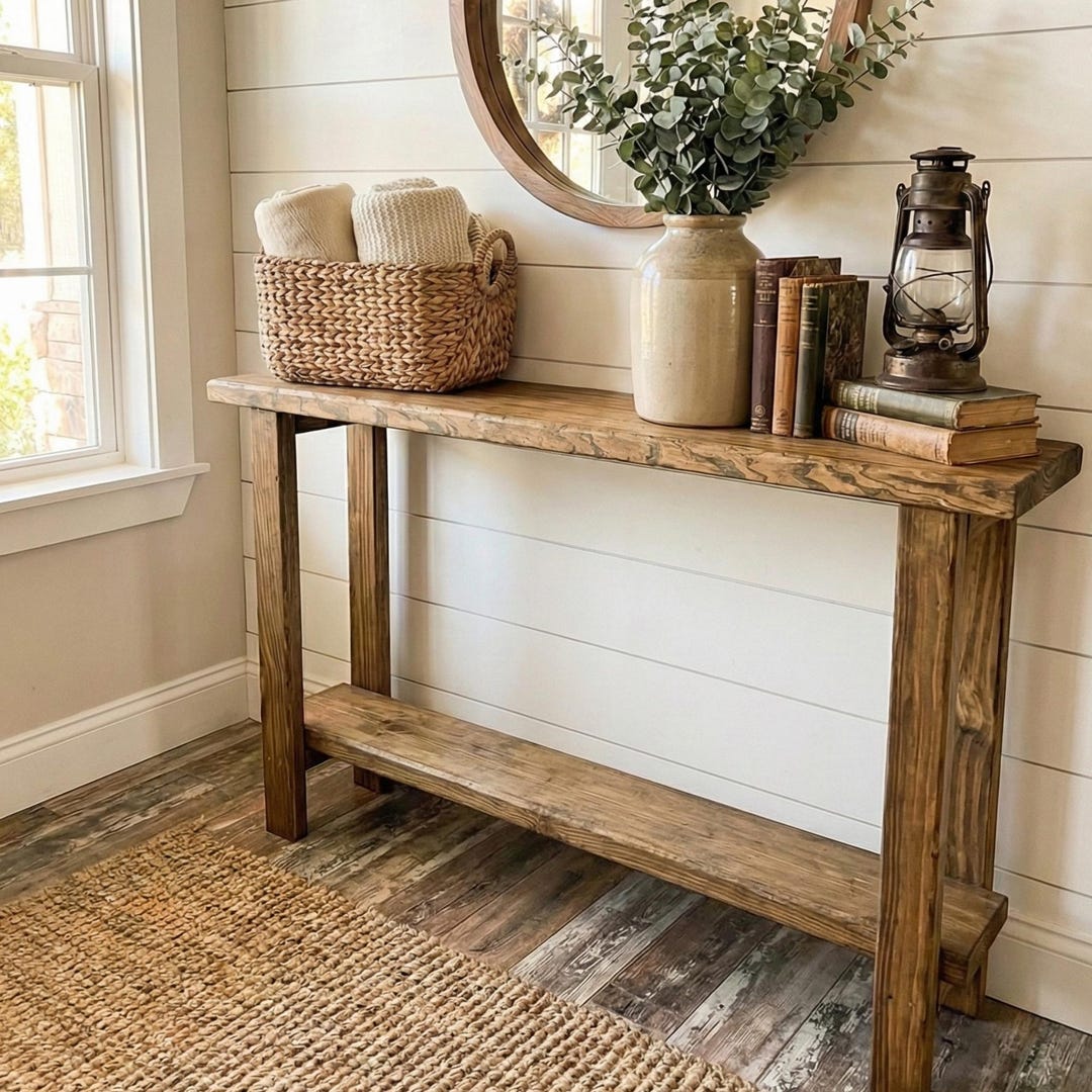 Reclaimed Wood Entryway Console Table – Rustic Farmhouse Style, Narrow ...
