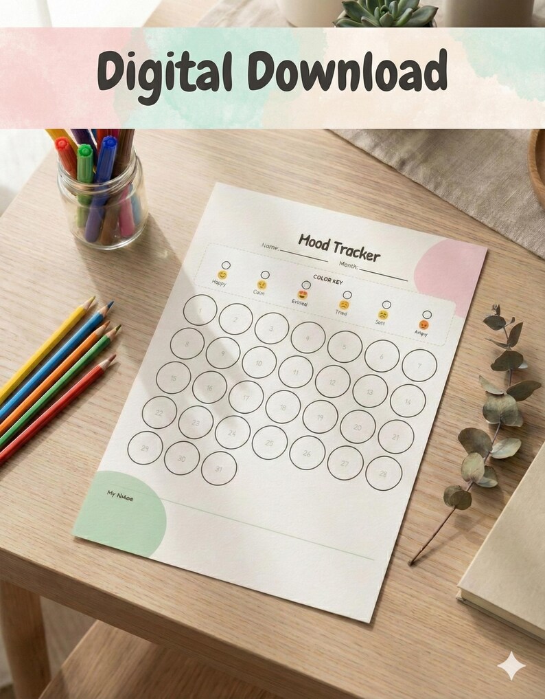 Kids Mood Tracker Printable, Monthly Emotion Log, Feelings Journal ...