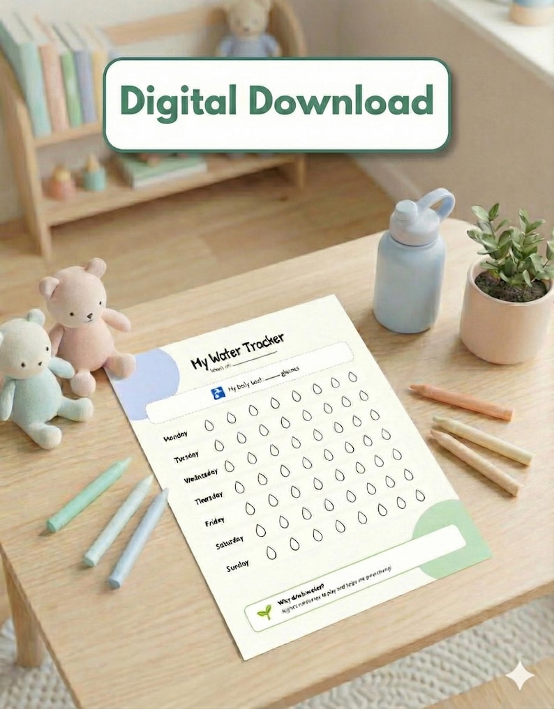 Kids Water Tracker Printable, Daily Hydration Log, Drink Water ...