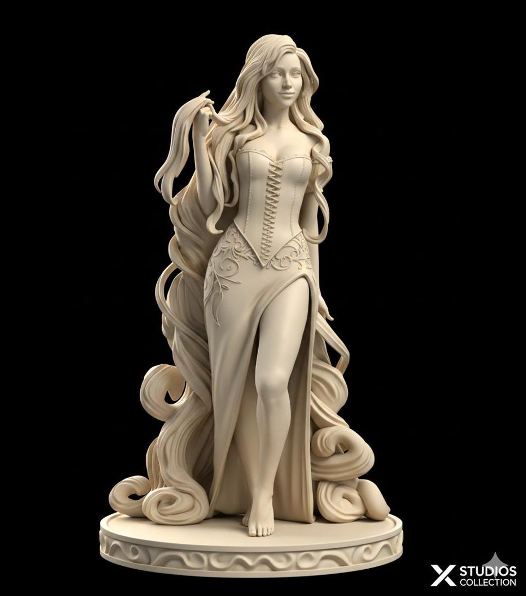 Rapunzel STL | Fairy Tale Princess 3D Printable Figure | 3D Print Model ...