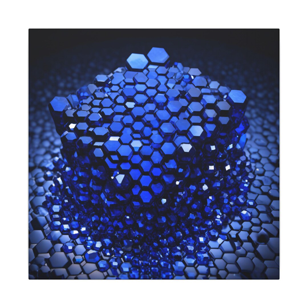 Blue Hexagon Matrix Digital Abstract Art Wall Art - Etsy