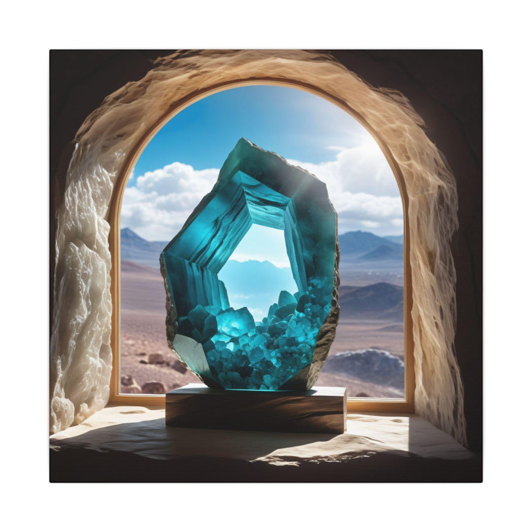 Desert Portal Turquoise Crystal Geode Art Wall Art - Etsy
