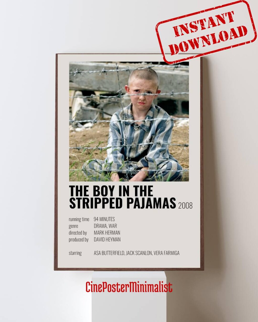 The Boy in the Striped Pajamas Movie Print / Film Poster / Minimalist ...