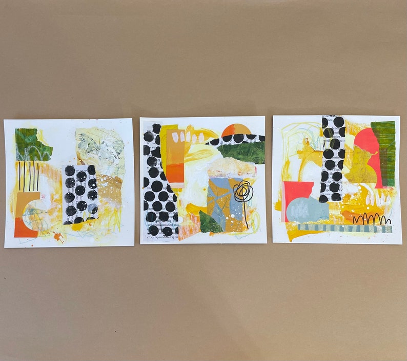 Multimedia Collage Painting, Modern Geometric Abstract, Geometric ...