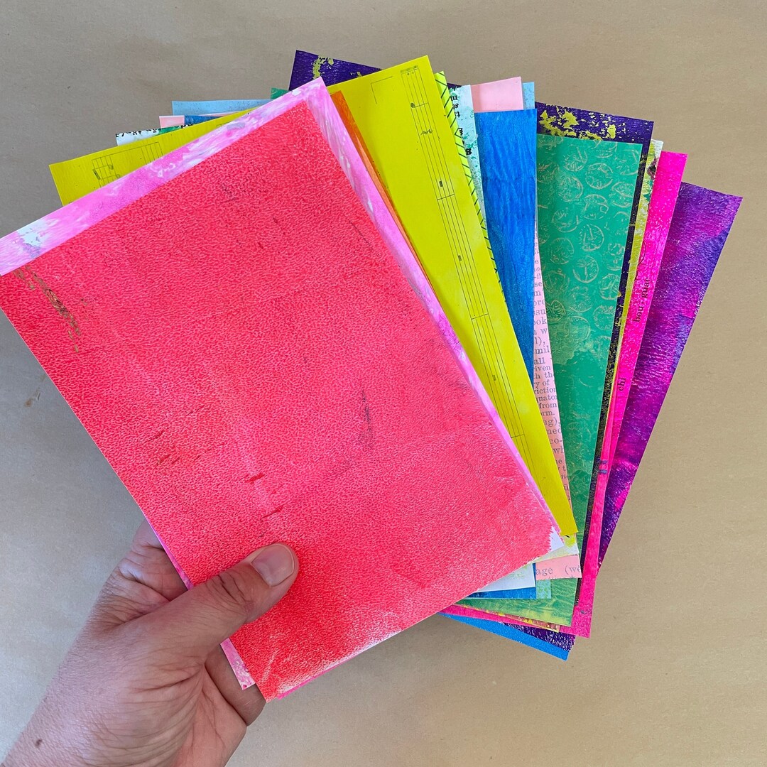 Neon Collage Paper, Fluorescent Hand Painted Art Paper Pack, Bright ...