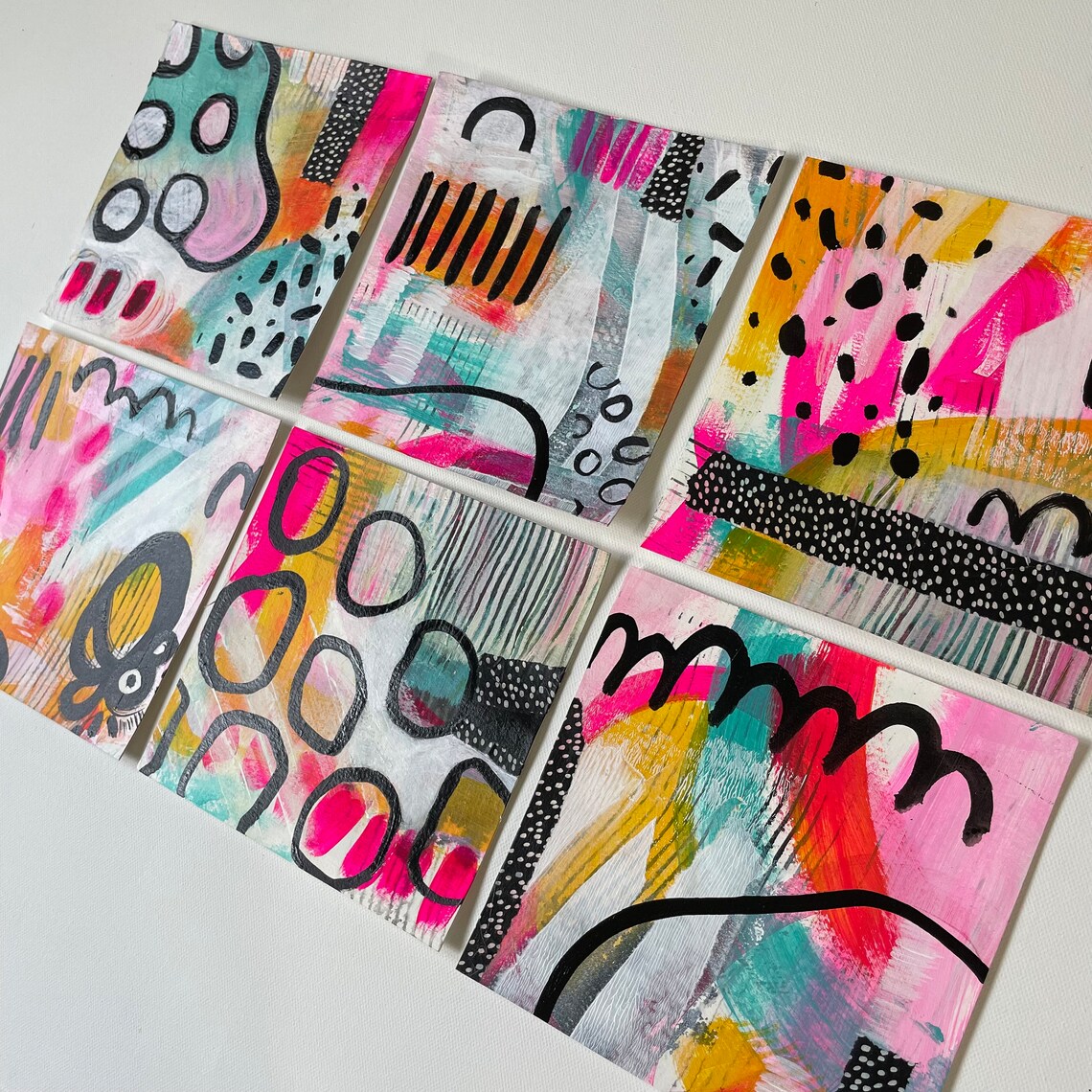 Original Art Painting, Abstract Art Mini, 6x6 Painting, Small Abstract ...