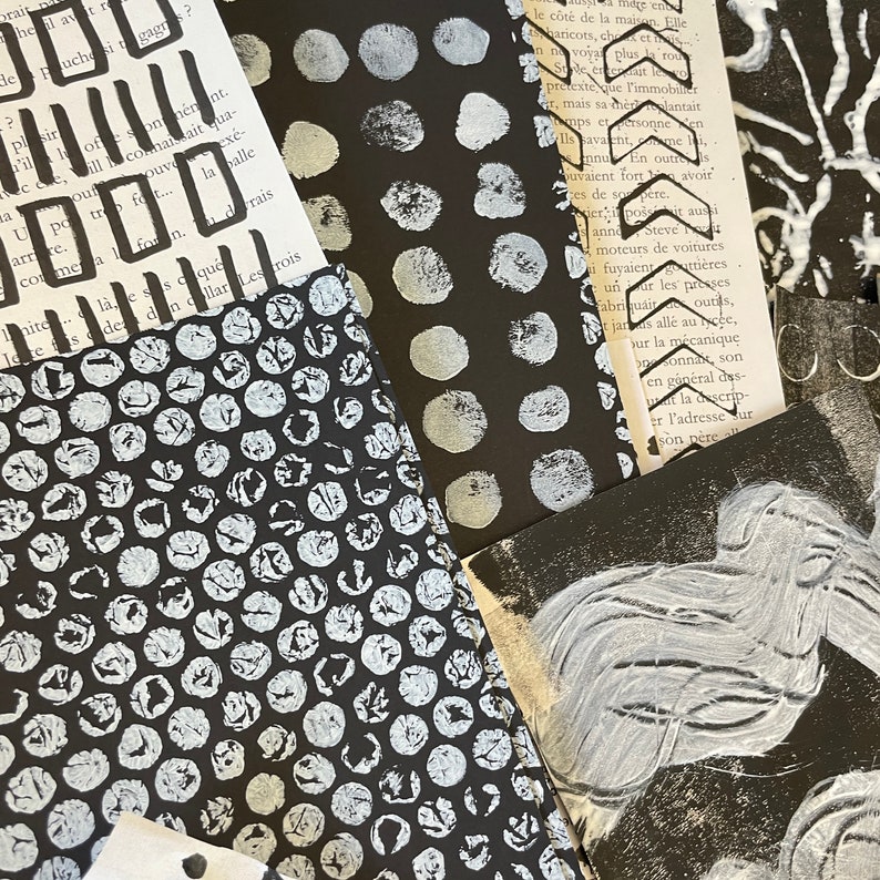 Mark Making Gelli Prints, Handmade Mark Collage Paper, Art Collage ...