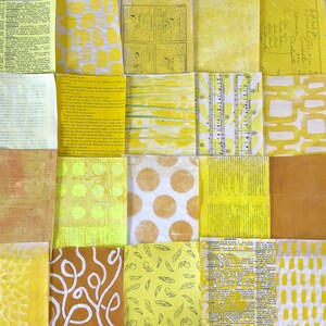 Yellow Collage Papers, Stencil Papers, Yellow Gelli Prints, Hand ...