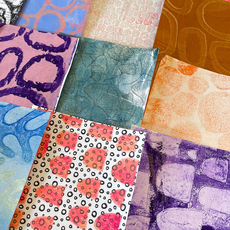 Assorted Handpainted Collage Papers, Gelli Print Paper, Multicolor ...