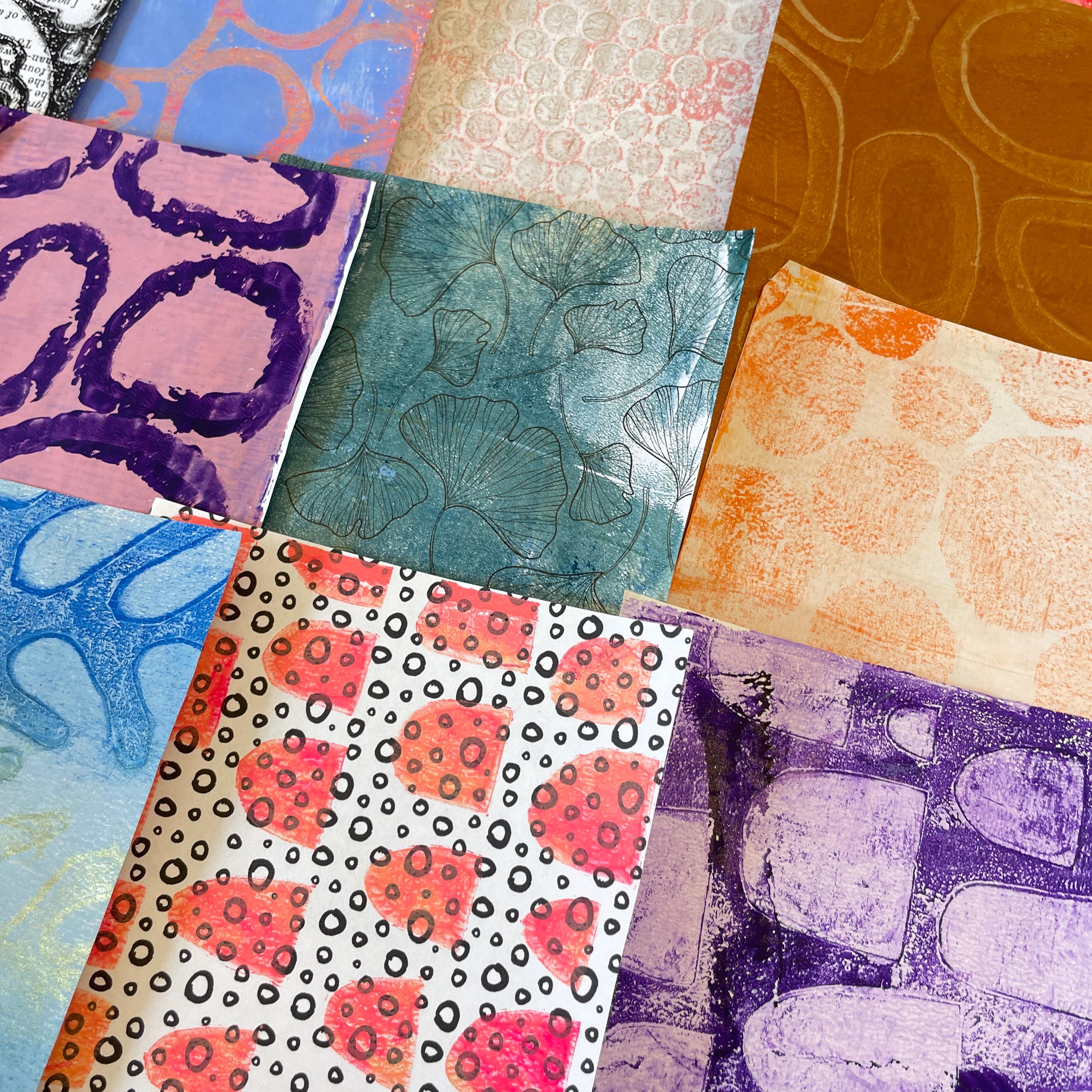 Assorted Handpainted Collage Papers, Gelli Print Paper, Multicolor ...