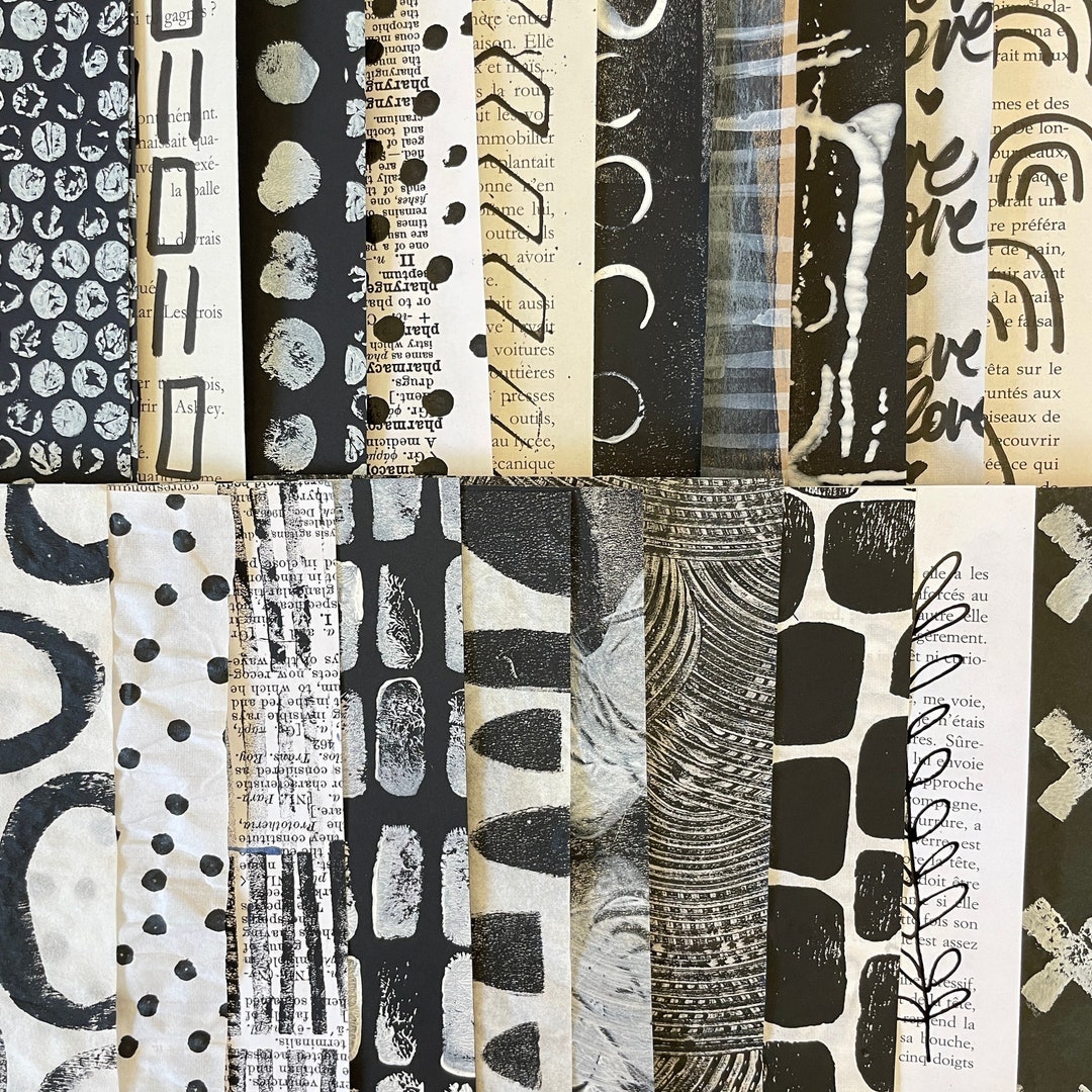 Mark Making Gelli Prints, Handmade Mark Collage Paper, Art Collage ...