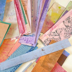 Pastel Paper Scraps, Hand Painted Fodder, Painted Paper Packs Scrapbook ...