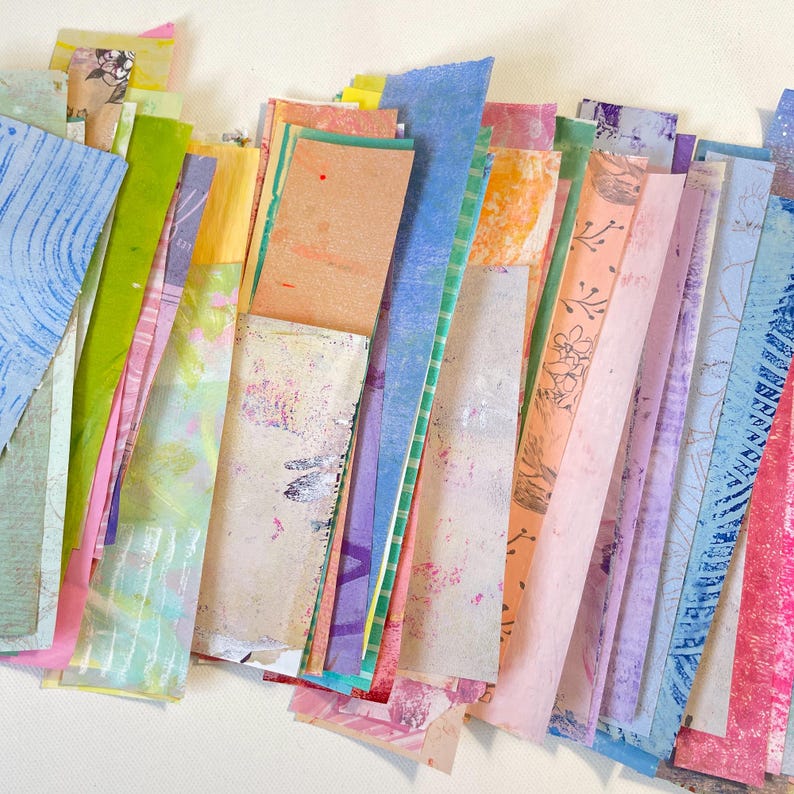 Pastel Paper Scraps, Hand Painted Fodder, Painted Paper Packs Scrapbook ...