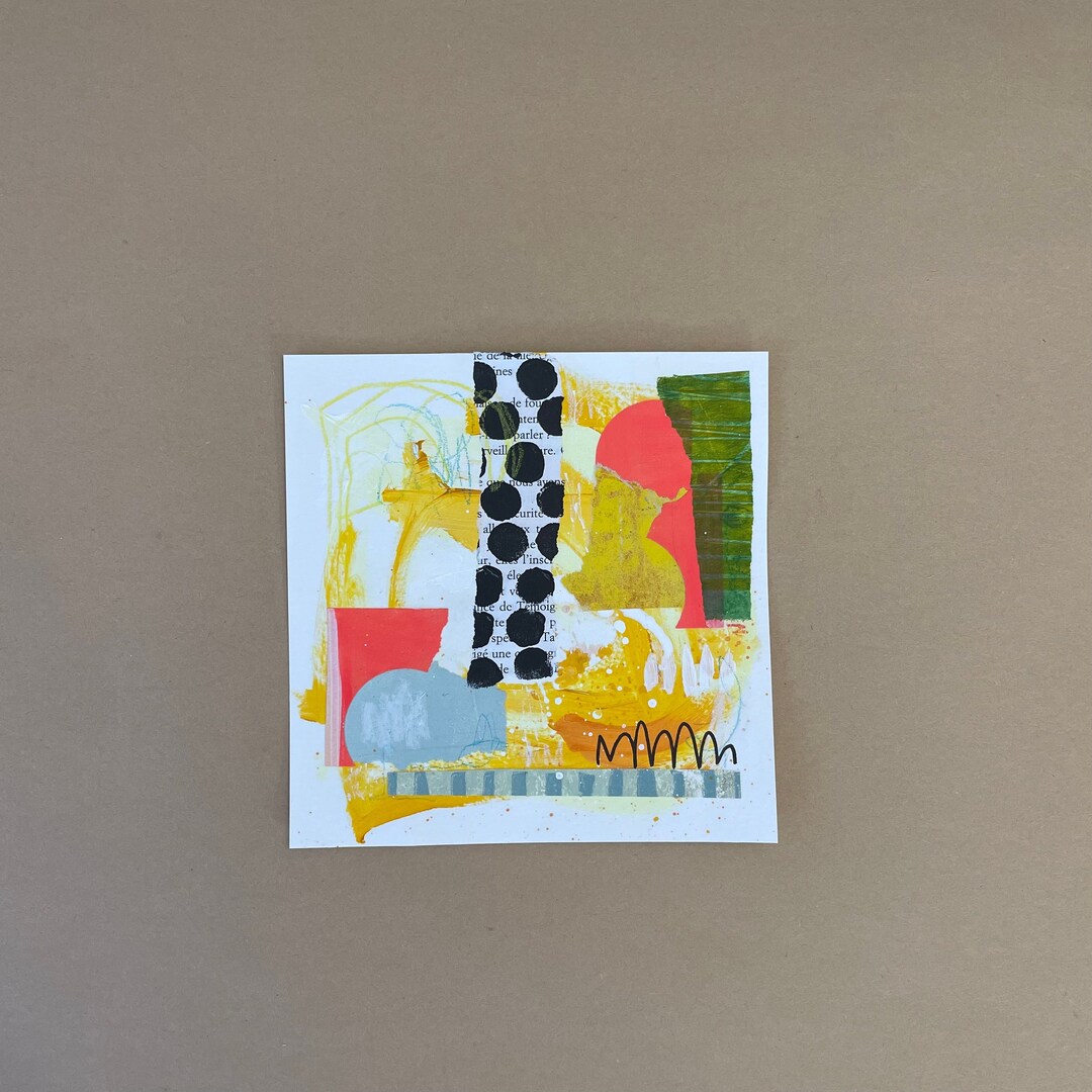 Multimedia Collage Painting, Modern Geometric Abstract, Geometric ...