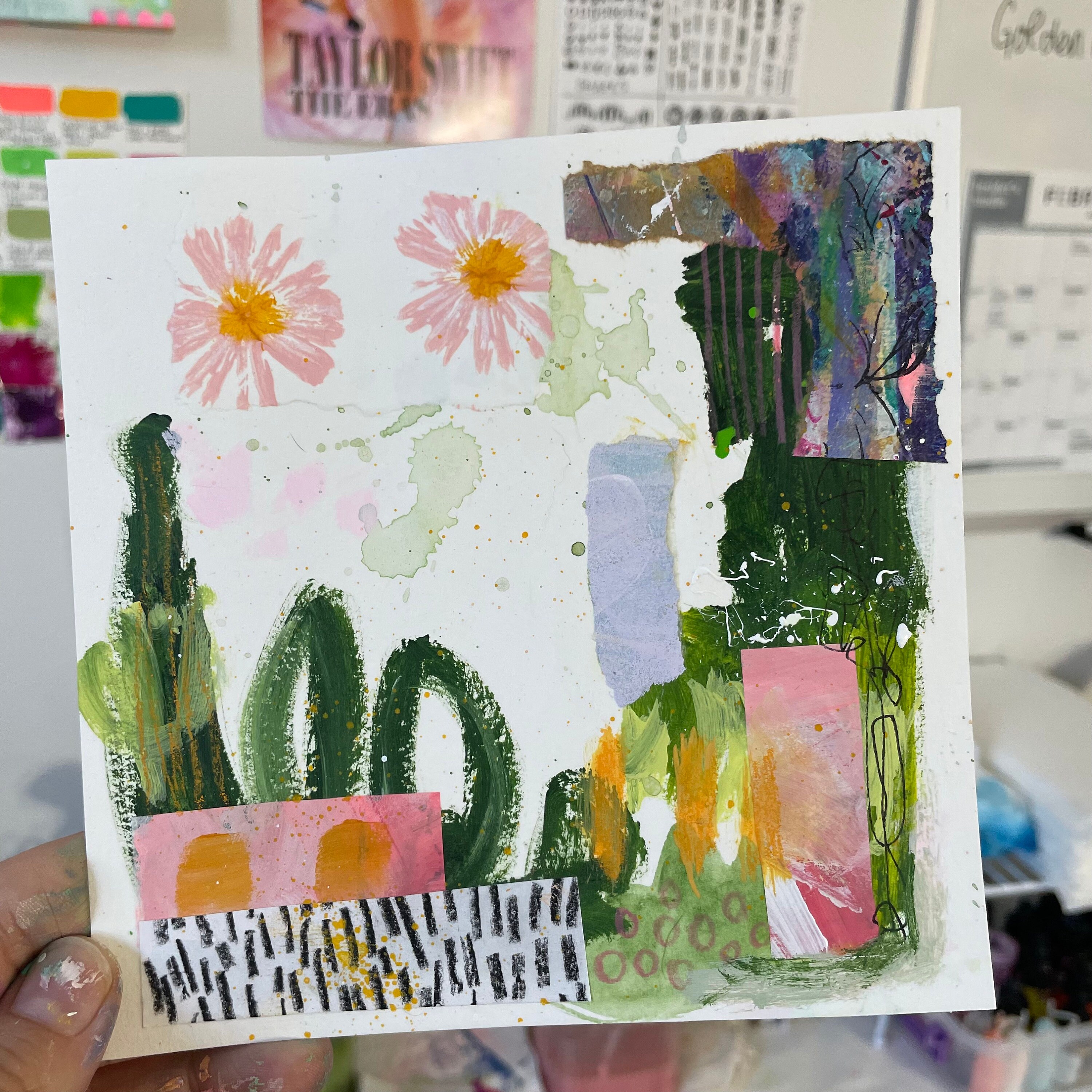 Small Painting on Paper, Flower Painting Original, Wall Art on Paper ...