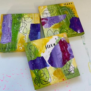 Tiny Art on Easel, Unique Original Abstract Painting, Canvas Painting ...