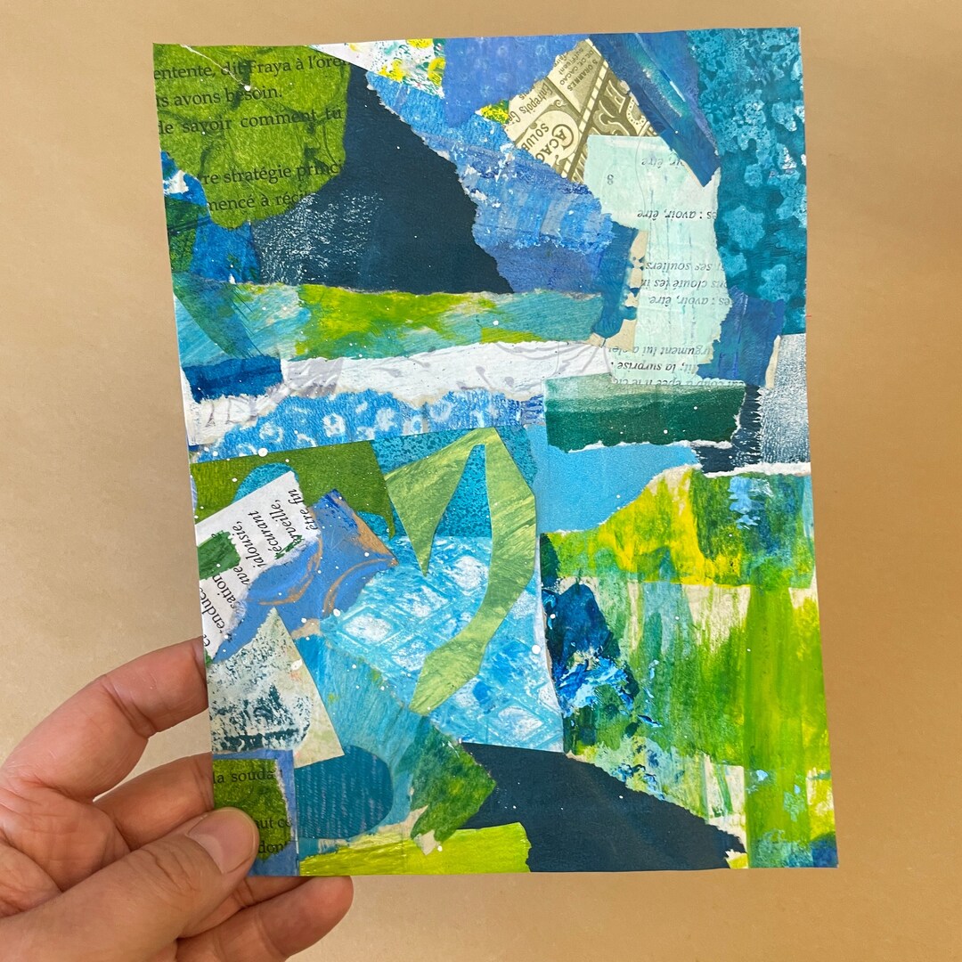 Masterboard Collage Sheet, Blue Collage Papers, Green Turquoise Collage ...