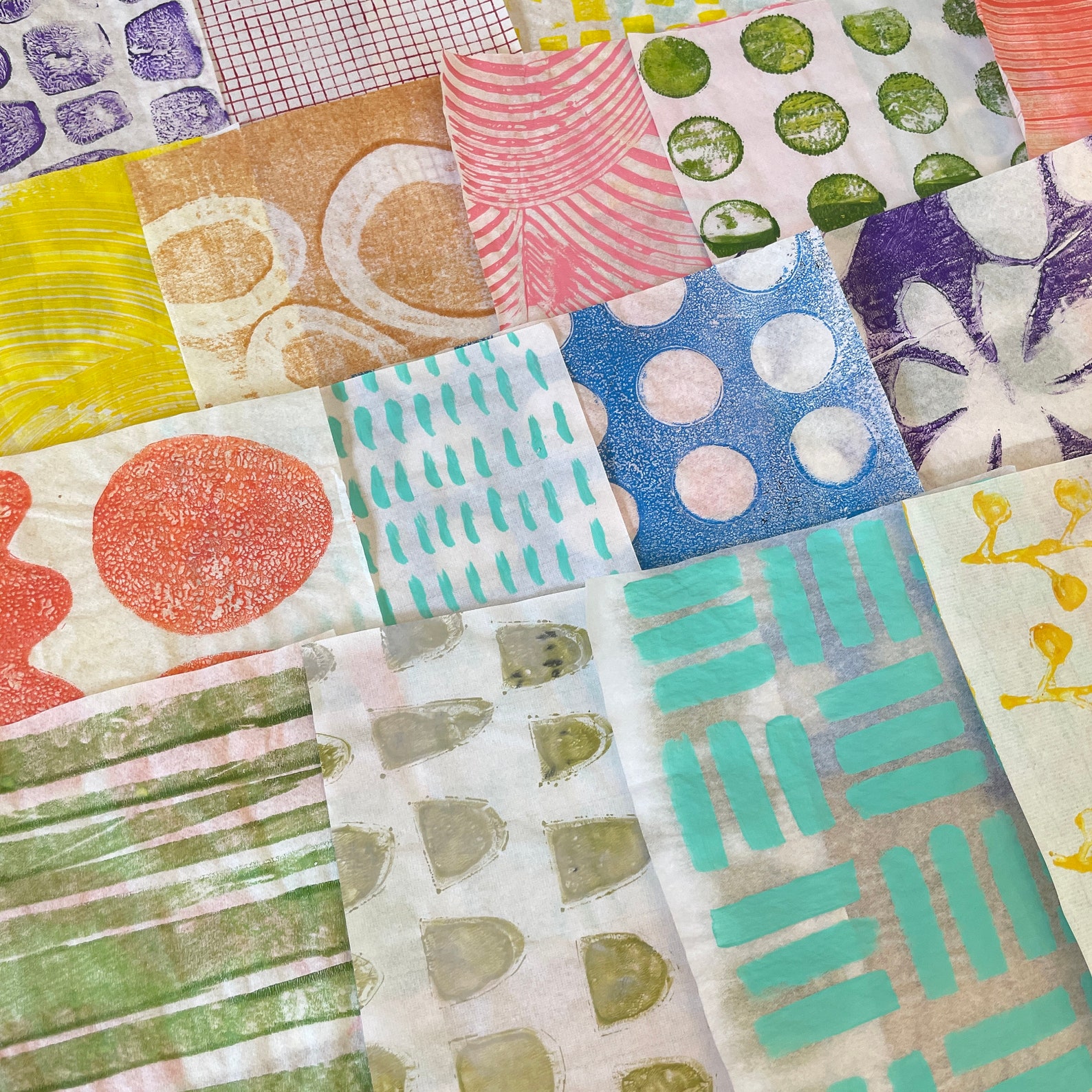 Translucent Collage Papers, Gelli Prints, Colorful Papers, Hand Painted ...