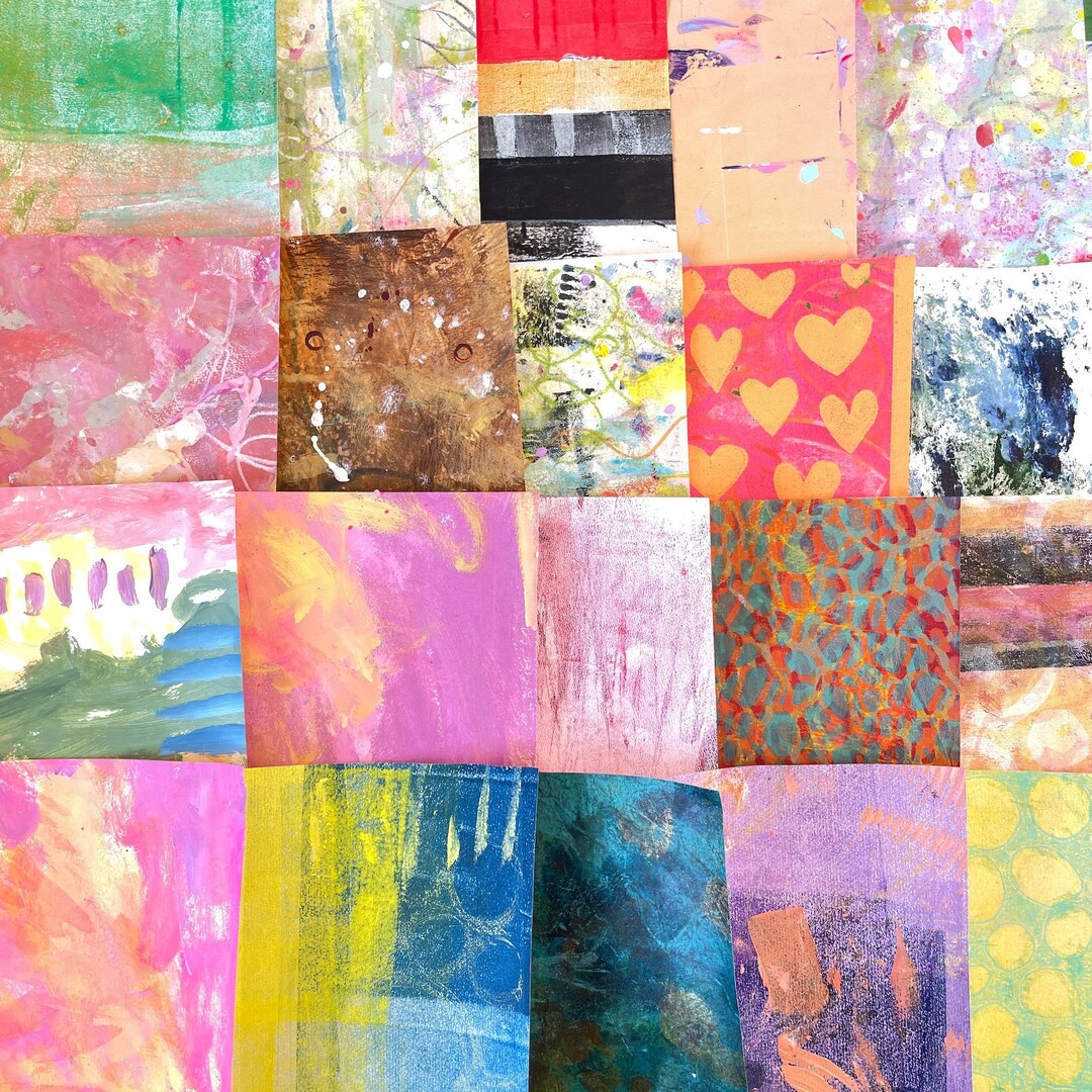 Hand Painted Collage Paper, Multicolor Paper Bundle, Hand Painted Paper ...