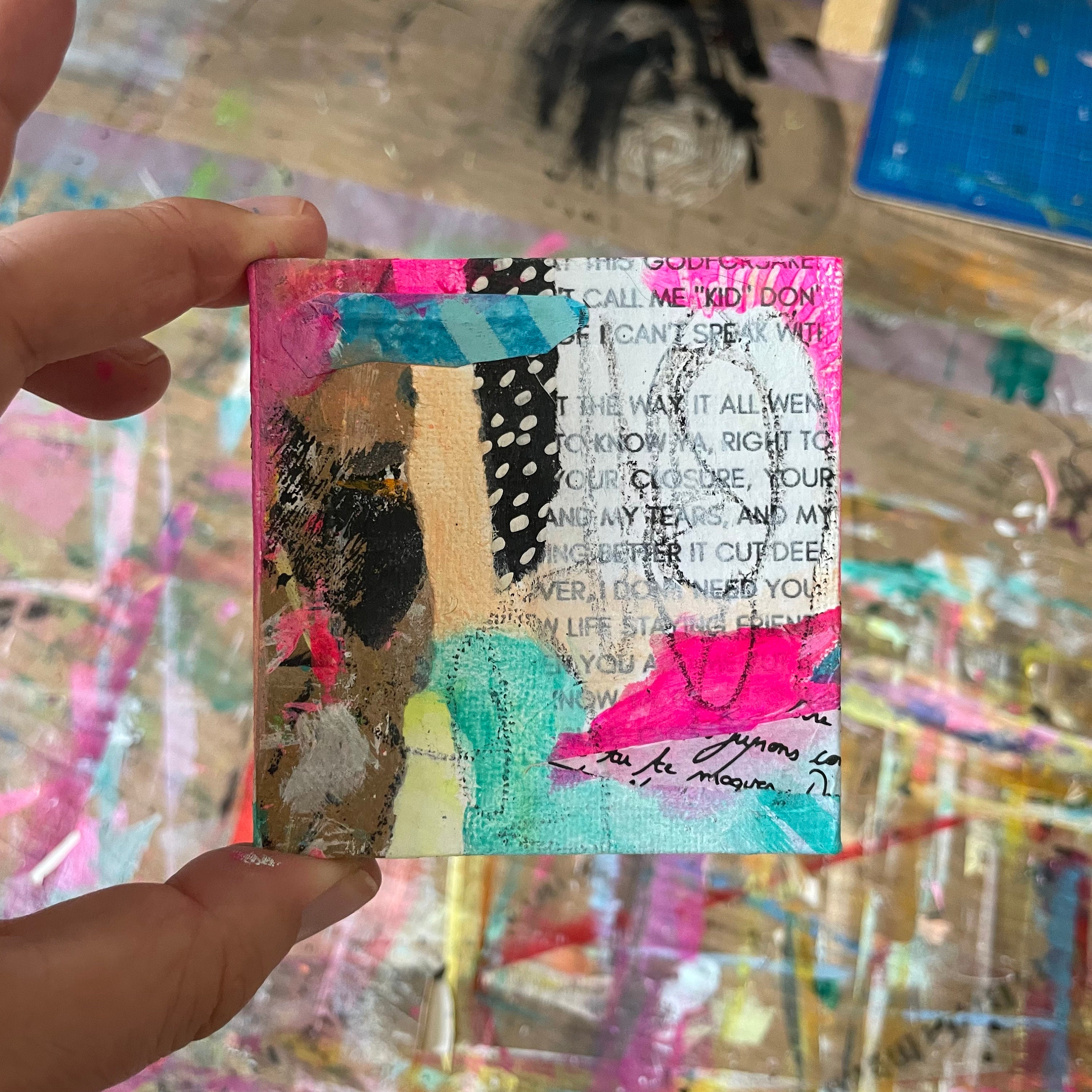 Mini Canvas on Easel, Miniature, 3x3 Tiny Art, Tiny Painting, Original ...