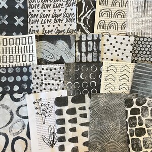 Mark Making Gelli Prints, Handmade Mark Collage Paper, Art Collage ...