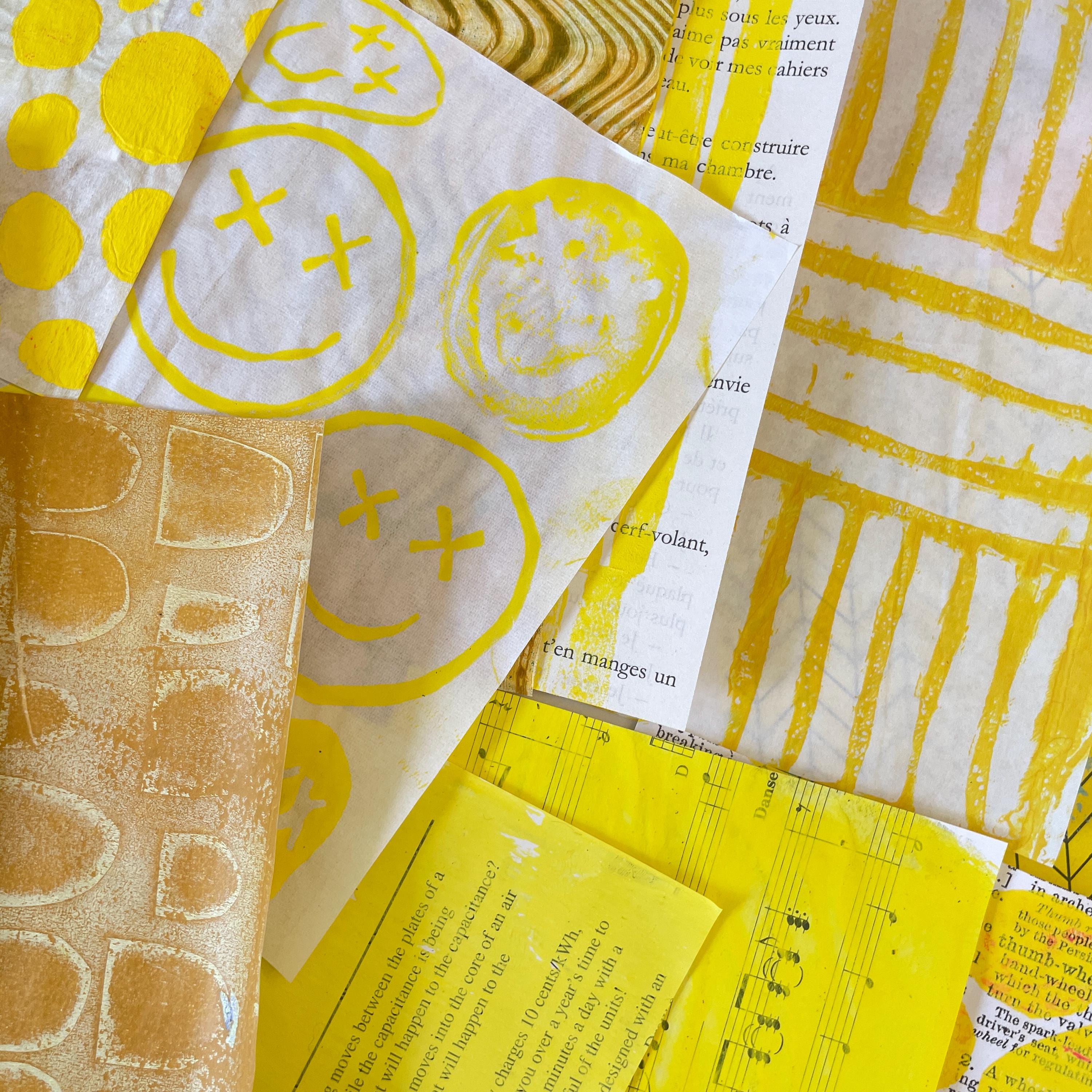 Yellow Painted Papers, Paper Collage Bundle, Junk Journaling Paper ...