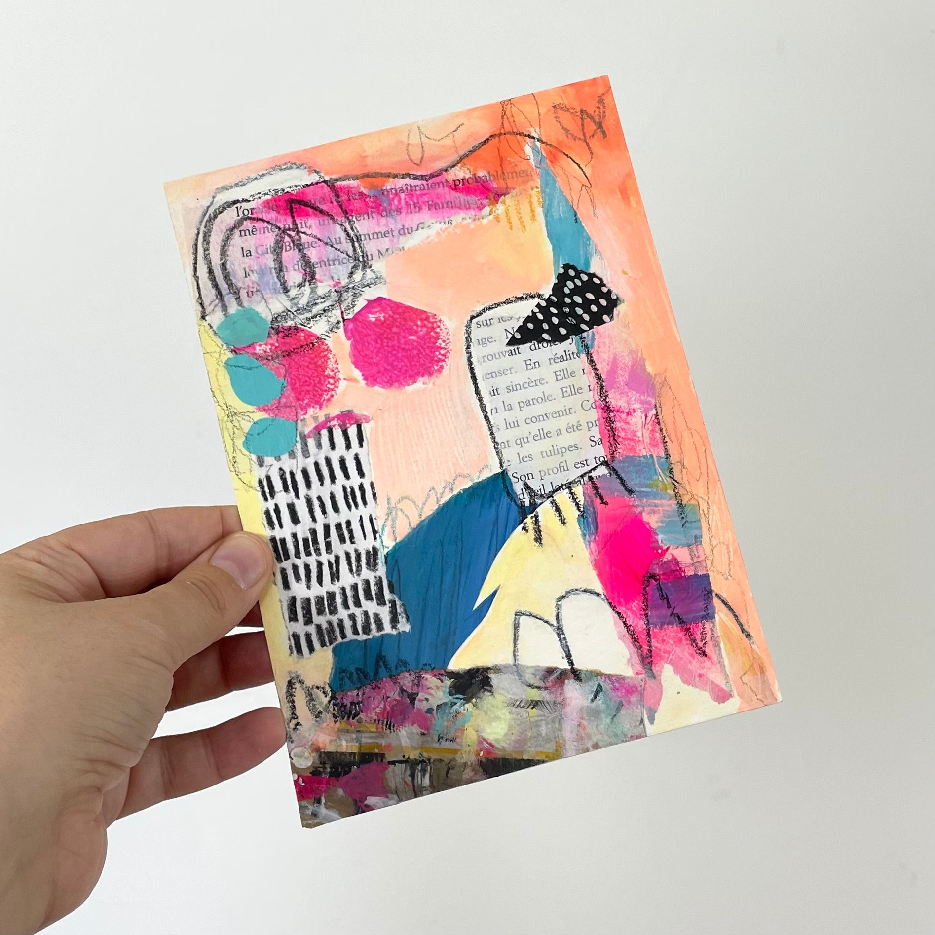 Abstract Art Mini, Handpainted Original Artwork on Paper, Small ...