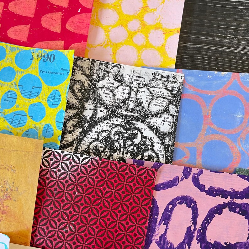 Assorted Handpainted Collage Papers, Gelli Print Paper, Multicolor ...