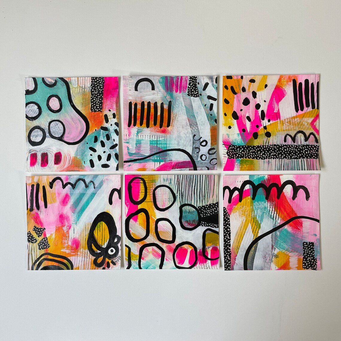 Original Art Painting, Abstract Art Mini, 6x6 Painting, Small Abstract ...