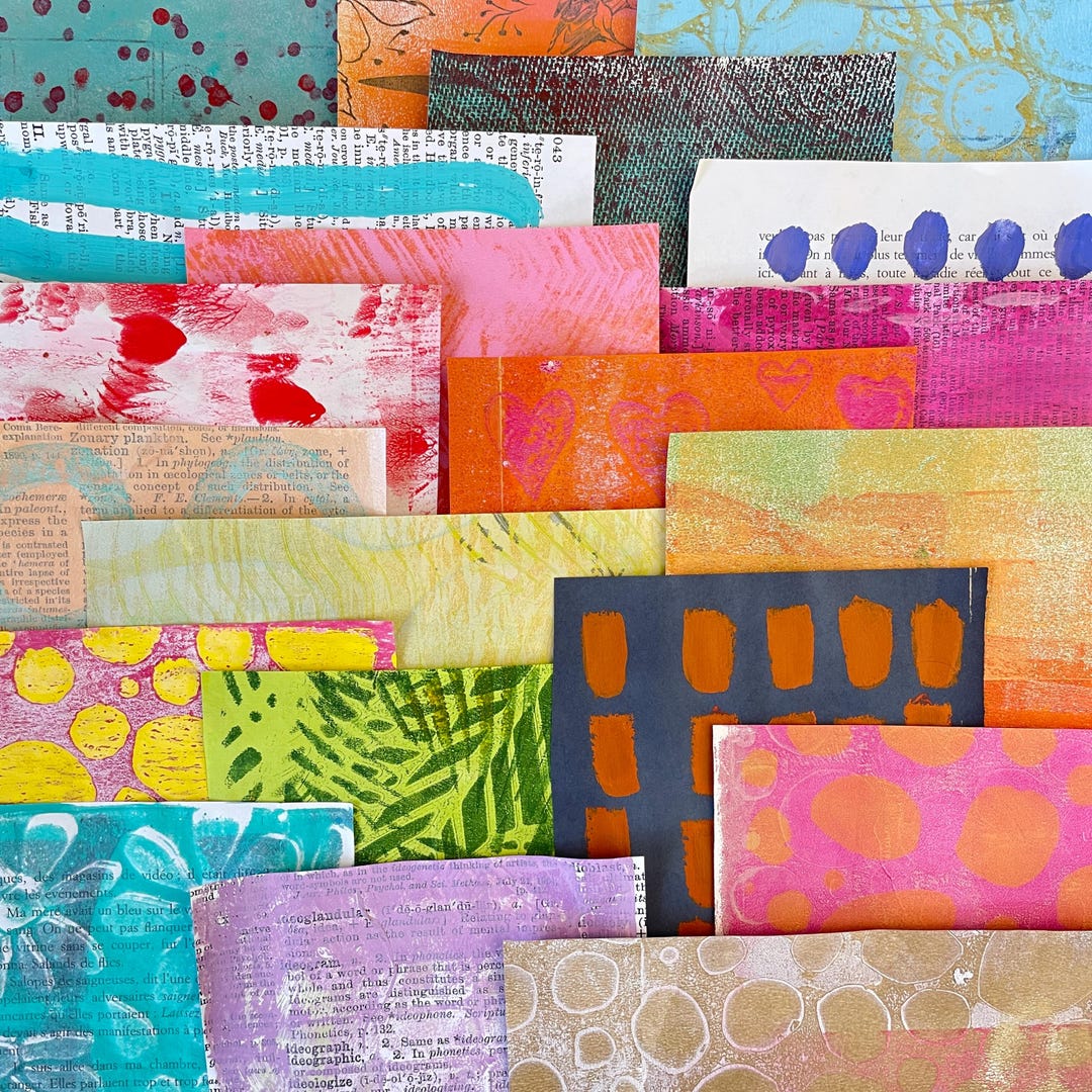 Assorted Collage Papers, Gelli Print Paper, Multicolor Paper Bundle ...