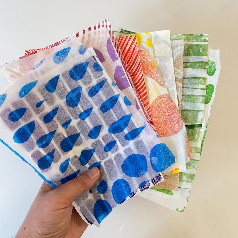 Translucent Collage Papers, Gelli Prints, Colorful Papers, Hand Painted ...