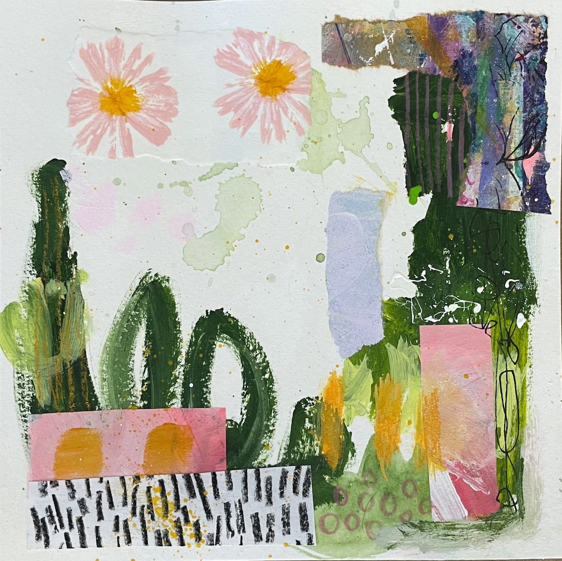 Small Painting on Paper, Flower Painting Original, Wall Art on Paper ...