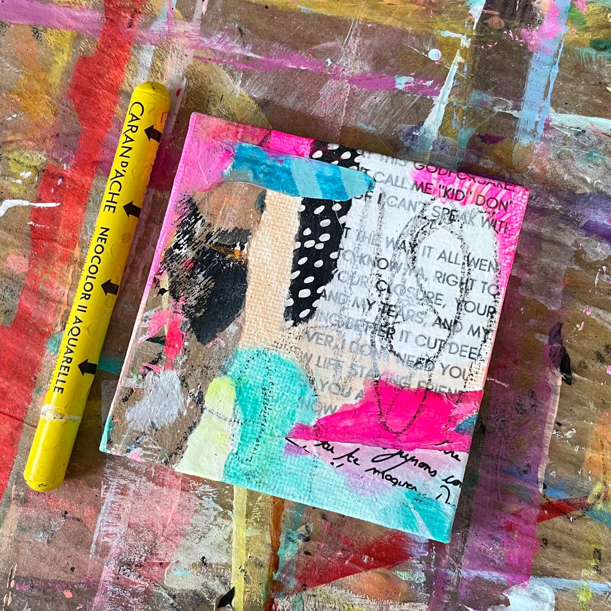 Mini Canvas on Easel, Miniature, 3x3 Tiny Art, Tiny Painting, Original ...