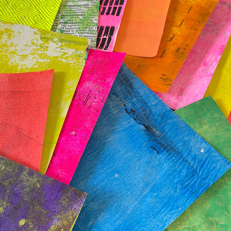 Neon Collage Paper, Fluorescent Hand Painted Art Paper Pack, Bright ...