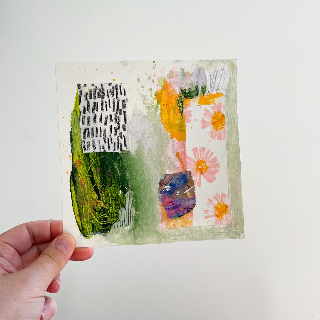 Small Painting on Paper, Flower Painting Original, Wall Art on Paper ...