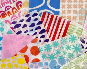 Translucent Collage Papers, Gelli Prints, Colorful Papers, Hand Painted ...