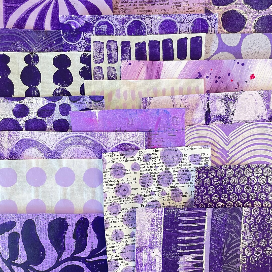 Purple Junk Journal Collage Papers, Art Journal Scraps, Gelli Plate ...