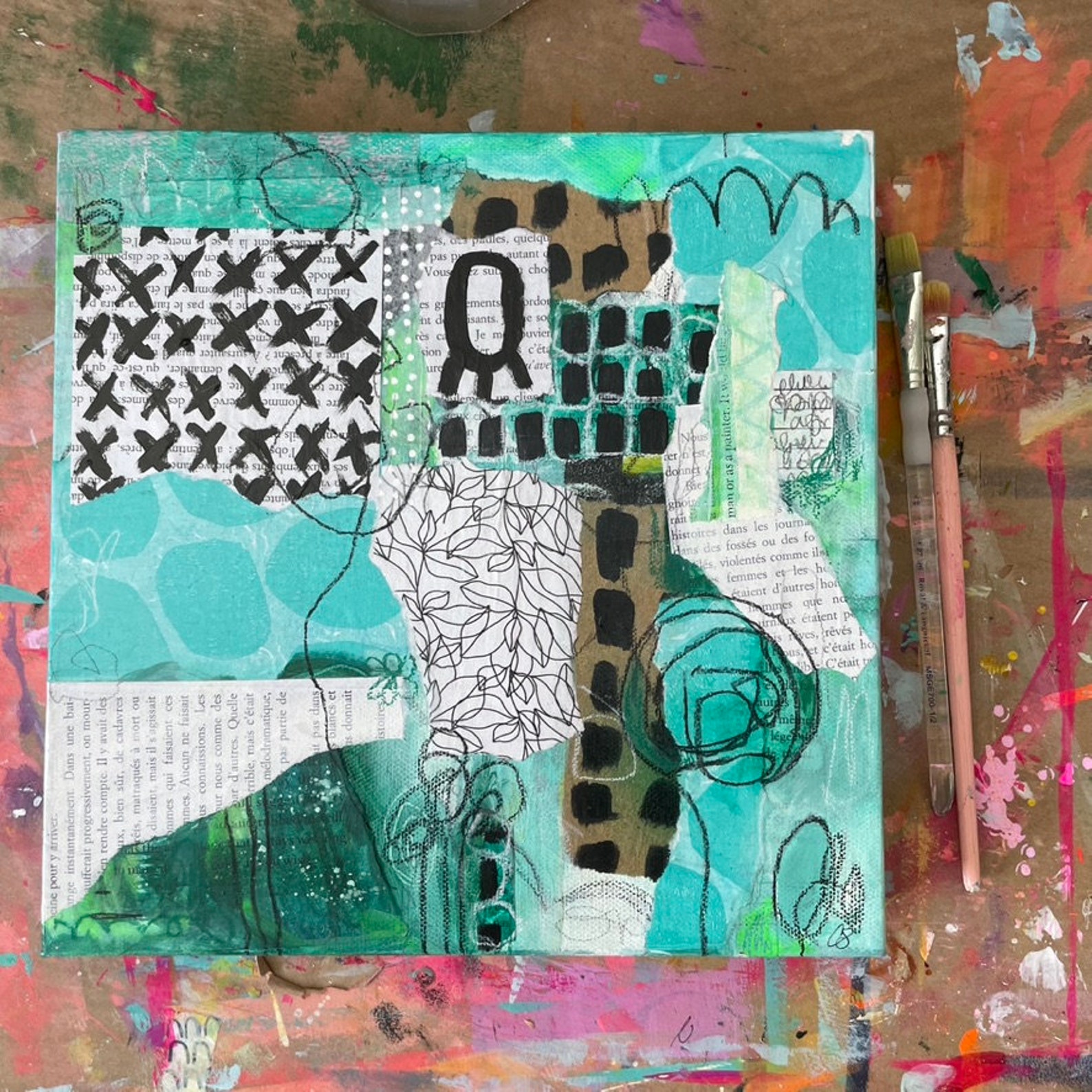 Colorful Unique Abstract Hand Painted Art Gallery Wrapped Original ...