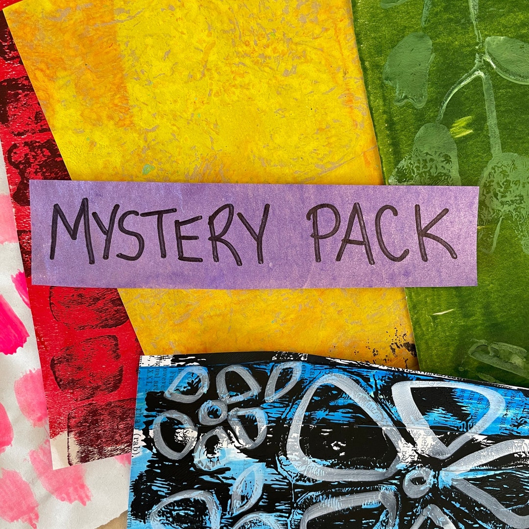 Mystery Pack Collage Papers, Handpainted Gelli Print Paper, Multicolor ...