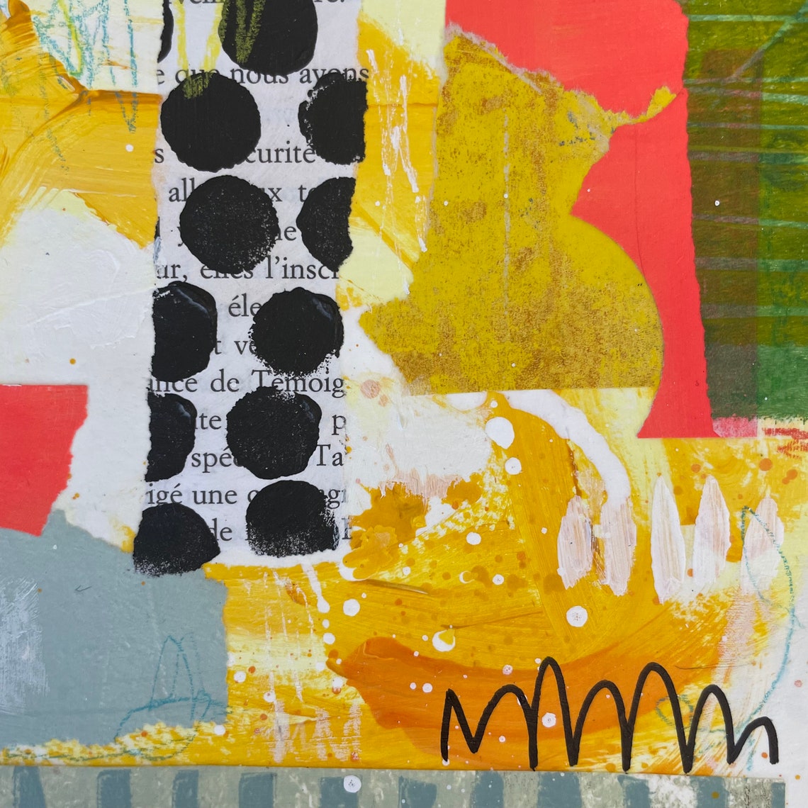 Multimedia Collage Painting, Modern Geometric Abstract, Geometric ...