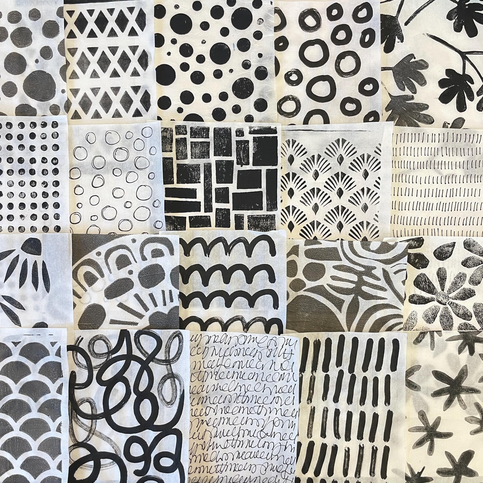 Transparent Collage Paper, Rice Paper, Black Stencil Collage, Art ...
