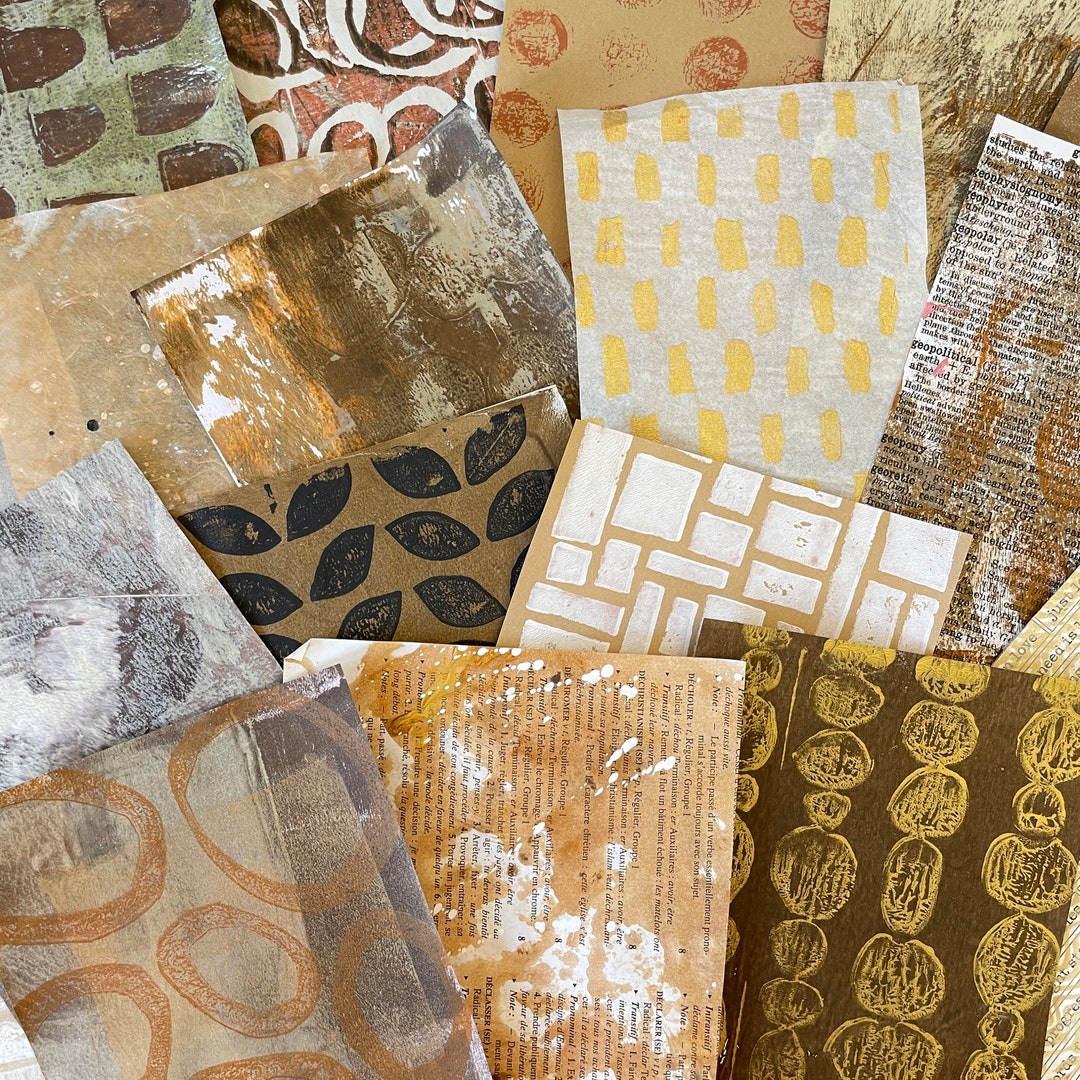 Brown Collage Paper, Gelli Prints for Collage, Junk Journal Supplie ...