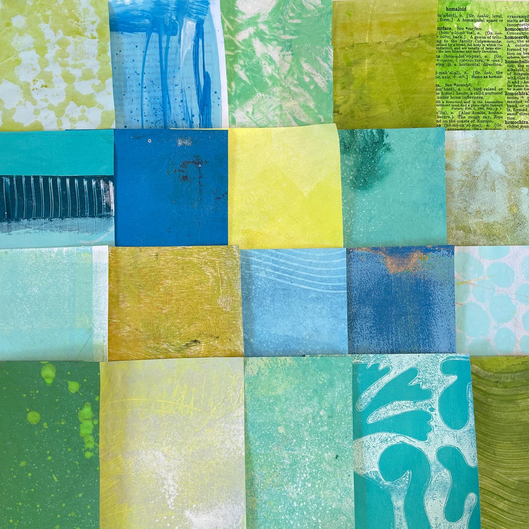 Cool Color Collage Papers, Hand Painted Papers, Assorted Paper Pack ...