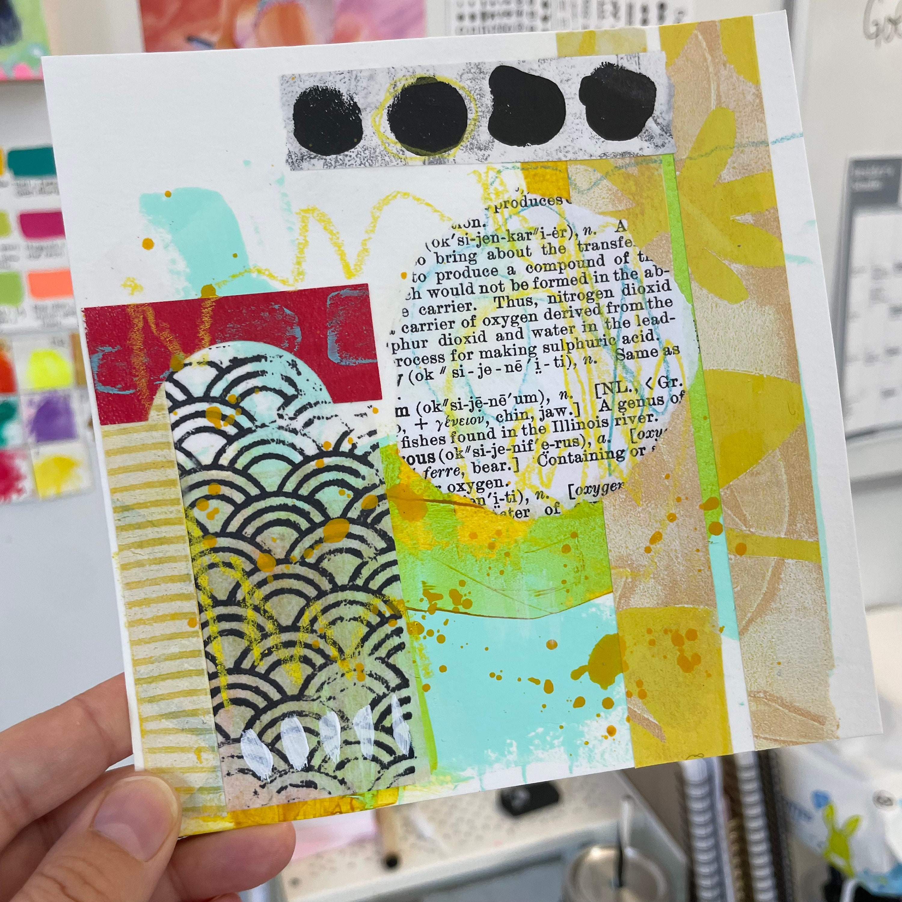 Multimedia Collage Painting, Modern Geometric Abstract, Geometric ...